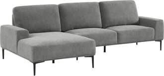 Sweeek 3-Sitzer-Sofa mit Stoffbezug - Recamiere links, Stoff, Dunkelgrau