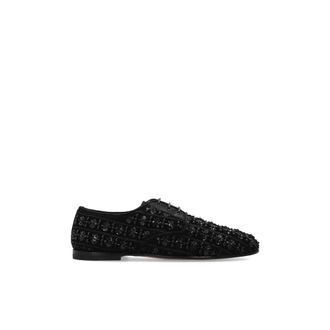 Dolce & Gabbana Homme, Chaussures, Noir, Taille: 44 EU Chaussures en cuir avec appliqu&eacute;s