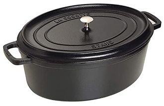Staub Cocotte en Fonte Émaillée avec Couvercle, Tous feux dont induction, 5 à 6 personnes, Ovale, 31 cm, 5,50 L, 7 kg, Noir Mat