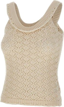Blumarine Femme, Tops, Blanc, Taille: 38 FR Cotton Knit Top