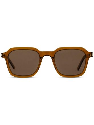 Saint Laurent Eyewear lunettes de soleil &agrave; logo imprim&eacute; - Marron