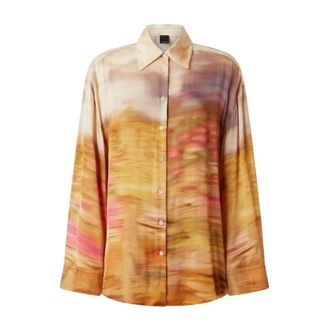 Pinko Baumwollhemd Multicolor Beige Druck - - Blouses & Shirts - Damen - Mehrfarbig - M