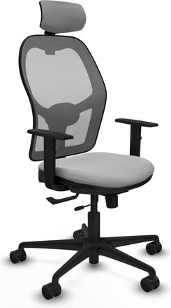Piqueras y Crespo Ergonomischer B&uuml;rostuhl, Grau, 1D-Armlehnen, h&ouml;henverstellbare Lendenwirbelst&uuml;tze und Kopfteil, h&ouml;henverstellbar und neigbar, Grau/Hellgrau