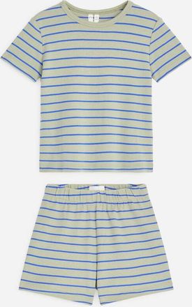 Arket Zweiteiliger Kurzer Pyjama Aus Jersey -Blau