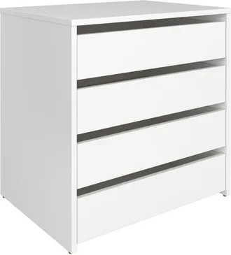 PEGANE Commode, Meuble de rangement avec 4 tiroirs coloris Blanc - Hauteur 61,8 x Longueur 60 x profondeur 45 cm
