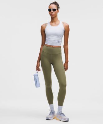 lululemon Fast and Free Leggings mit hohem Bund 5 Taschen für Frauen - 71 cm - Größe 10 in Bay Leaf
