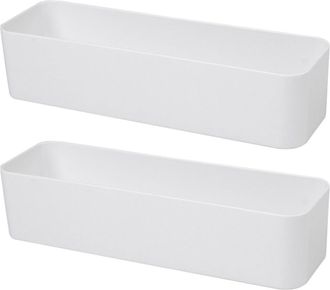 NUOBESTY 2 St&uuml;ck Wandmontierte Lochfreie Aufbewahrungsbox aus ABS Kunststoff lang Wei&szlig; Badezimmer Wandregal zur Platzsparenden Lagerung von Kleinteilen K&uuml;chen 