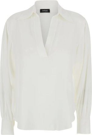 Pla&icirc;n Plain, Femme, Blouses et Chemises, Blanc, Taille: 36 FR Chemise &agrave; Manches Bouffantes en Double Georgette