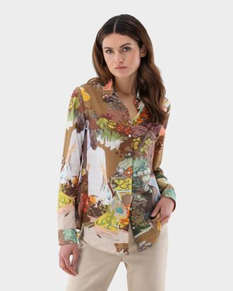 van Laack Taillierte Hemdbluse mit Druck