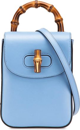 Gucci Hobo Bags - Mini Calfskin Bamboo Top Handle Bag - Gr. unisize - in Blau - für Damen