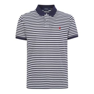 Ralph Lauren Gestreiftes Piqu&eacute;-Polo - - Tops - Herren - Blau - M