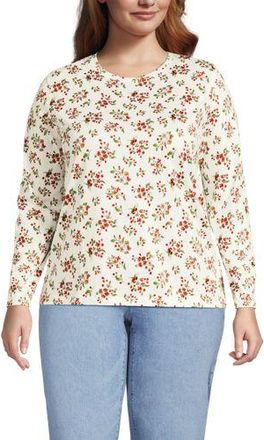 Lands End Supima-Shirt, Langarm, Damen, Größe:56-58 plus, Weiß, Baumwolle, by Lands End