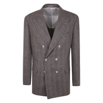 Brunello Cucinelli Homme, Vestes, Brun, Taille: XL Blazer Croisé Tailleur