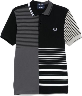 Fred Perry x Beams gestreiftes Poloshirt - Schwarz