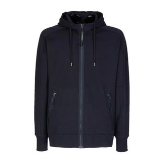 C.P. Company Marineblaue Kapuzenjacke mit Rei&szlig;verschluss und Brille - - Sweatshirts & Hoodies - Herren - Blau - XL