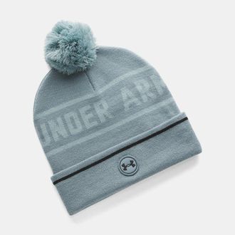 Under Armour Drive mit Bommel Beanie f&uuml;r Herren Jasper Blau / Serpentine / Schwarz EINHEITSGR&Ouml;SSE