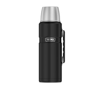 Thermos STAINLESS KING Thermosflasche schwarz matt 1,20l - Edelstahl, absolut dicht, mit Trinkbecher und Griff, 24h hei&szlig; & 24h kalt, sp&uuml;lmaschinenfest, BPA-fr