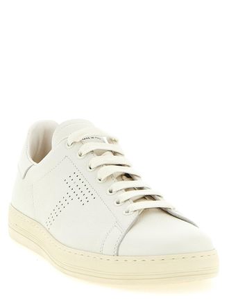 Tom Ford Mens White Leather Low Top Sneakers