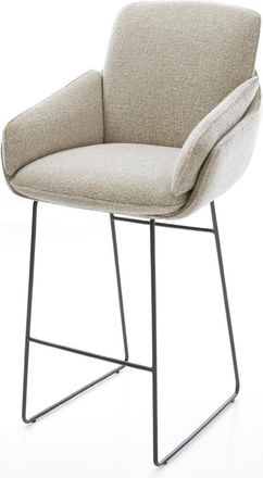 DELIFE Barstuhl Luan-Flex Webstoff Soft Beige Kufengestell Metall Schwarz, Barst&uuml;hle