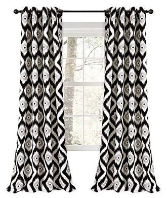 Lush Décor Diamond Ikat Lichtfilterungs-Fenstervorhang, 213,4 x 132,1 cm, Schwarz, 2 Stück