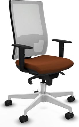 Piqueras y Crespo Brauner Schreibtischstuhl mit 1D-Armen, h&ouml;henverstellbare Lendenwirbelst&uuml;tze, ausgestattet mit Sincro 5 Positionen und injiziertem Schaumstoff, Wei&szlig;/B