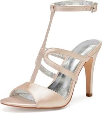 Generic Chaussure De Mari&eacute;e Femmes Talons Hauts &Eacute;l&eacute;gante Stylet Talons Sandales Heels Chaussure Mariage Dress F&ecirc;te 10.5Cm,Champagne,39 EU