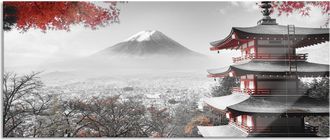 Pixxprint Glasbild Panorama, Wandbild aus Echtglas, Japanischer Tempel im Herbst, 120x50 cm, inkl. Aufhängung und Abstandshalter