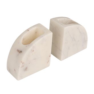 Creative Co-op Creative Co-Op 2 St&uuml;ck Marmor Vasen Buchst&uuml;tzen Wei&szlig;