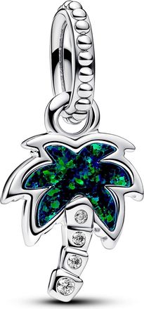 Pandora Moments Schimmernde Gr&uuml;ne Palme Charm-Anh&auml;nger aus Sterling Silber mit Zirkonia, Kompatibel Moments Armb&auml;ndern, 793352C01