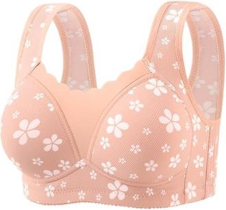 Generic Soutien-gorge confortable sans fil &agrave; couverture compl&egrave;te pour femme avec bretelles larges et imprim&eacute; floral &agrave; petites fleurs, sous-v&ecirc;tements doux sans