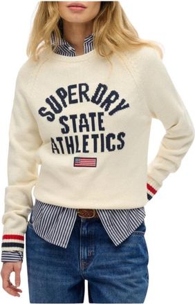 Superdry Femme, Pulls, Blanc, Taille: 36 FR Maille ras du cou