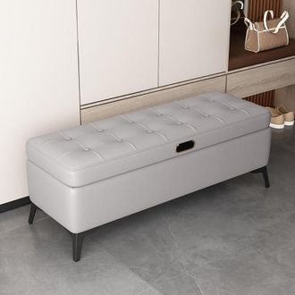 Generic Moderne Aufbewahrungsbank for Das Fußende des Bettes, Gepolsterte Schuhbank Mit Kunstleder, Ottoman-Fußstütze Mit Massivholzrahmen(Light Gray,120X40X4