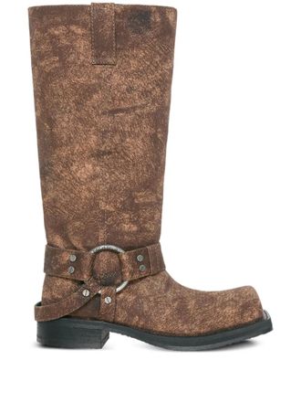 Acne Studios bottines en cuir à boucles - Marron