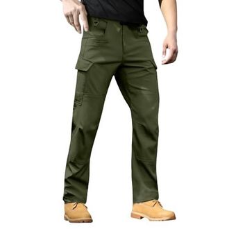 Generic Pantalon cargo pour homme - Pantalon de travail tactique militaire - Coupe ample - &Eacute;lastique - Avec plusieurs poches - L&eacute;ger et respirant, Vert, XXL
