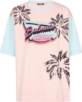 Balmain Homme, Tops, Multicolore, Taille: 2XS T-shirt ample Miami imprim&eacute;
