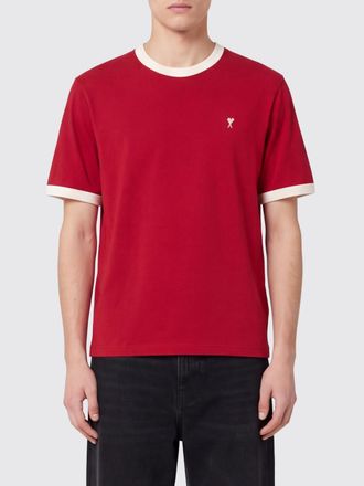 Ami Rundhals-T-Shirt aus Baumwolle mit kontrastierendem Logo und Besatz