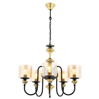 Opviq Vintage-Inspired Chandelier, Metal Body, 100 cm Height, 62 cm Diameter, 5 x E27 Max 40W, Black & Vintage Finish | Glamorous American Traditional Desig