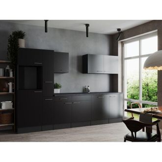 Respekta K&uuml;che K&uuml;chenzeile Leerblock Grau Matt Schwarz Oliver 310 cm Respekta