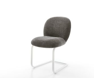 DELIFE Freischwinger Nube-Flex Boucl&eacute; Soft Schlamm Freischwinger flach Wei&szlig; Taschenfederkern, Esszimmerst&uuml;hle