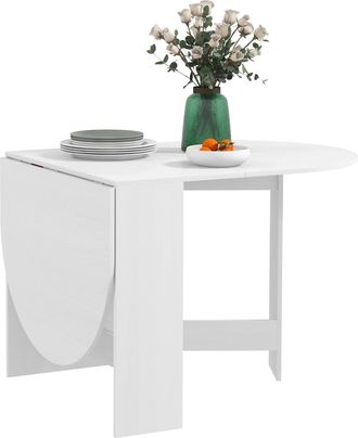 HOMCOM Klappbarer Esstisch Ovaler klappbarer Küchentisch mit klappbaren Flügeln Modern Style Klapptisch 163x80x75 cm Weiß