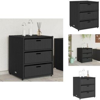vidaXL Gartenschrank Schwarz 55x59x69 cm Poly Rattan - Outdoor-Schrank - Gartenschrank - Stauraum - Gartenorganisation - Polyrattan