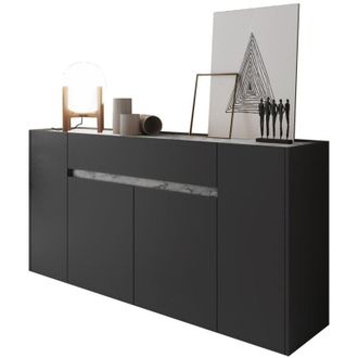 Dmora Sideboard Cirimido, Anrichte mit Schublade, 3 Regalb&ouml;den, Fl&uuml;gelt&uuml;r, 170x40x85h cm Anthrazit Schwarz