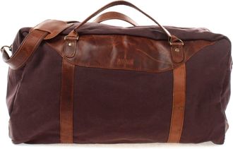 Leconi große Reisetasche Weekender Reisegepäck Handgepäck Sporttasche für Damen und Herren Leder + Canvas 53x28x25cm Mokka LE2020-C