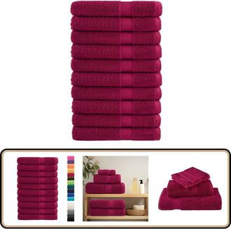 vidaXL Premium-Handtücher solund 10 Stk. Bordeaux 100x200 cm 600 g/m² - Baumwolle - Handtücher - Badetücher - Strandtücher - Bordeaux Rot