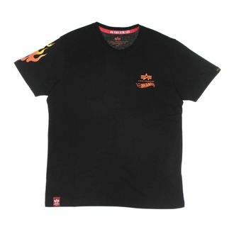 Alpha Industries Homme, Tops, Noir, Taille: XL Flame Print Hot Wheels Tee Noir