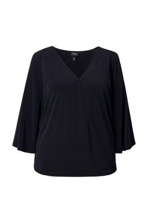 Ulla Popken T-Shirt Shirt Wickeloptik V-Ausschnitt 3/4-Glocken&auml;rmel
