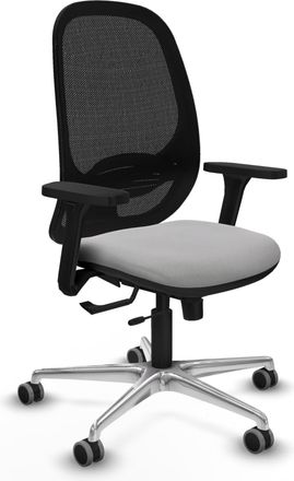 Piqueras y Crespo Schreibtischstuhl, Grau, Rollen mit 3D-Armlehnen, h&ouml;henverstellbare Lendenwirbelst&uuml;tze, ausgestattet mit Syncro/Translack und Schneideschaum, Schwarz/