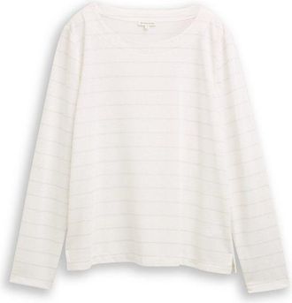 Tom Tailor Langarmshirt T-Shirt Langarmshirt mit Glitzer-Streifenmuster