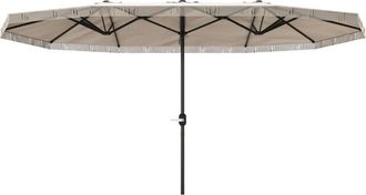 OUTSUNNY Parasol style bohème à franges xxl dim. 4,5 x 2,65 x 2,6 m ouverture fermeture manivelle métal tissu beige clair