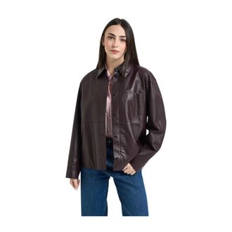 Max Mara Femme, Vestes, Rouge, Taille: 46 FR Giubbotto in pelle